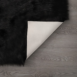 7 x 5 Feet Luxury Shag Area Rug,Rectangle Plush Fuzzy Rugs,Ultra Soft Fluffy Faux Fur Sheepskin Area Rug,Non-Slip Shaggy Furry Carpets for Boys/Girls Room Bedroom (Black, 7x5Feet)