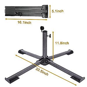 Foldable Beach Umbrella Stand-Outdoor Sunshade Anchor,Portable Patio Umbrella Holder Clamp Adjustable Patio Umbrella Base,Heavy Duty Tempered Iron Patio Umbrella Stand for Courtyard,Garden,Beach