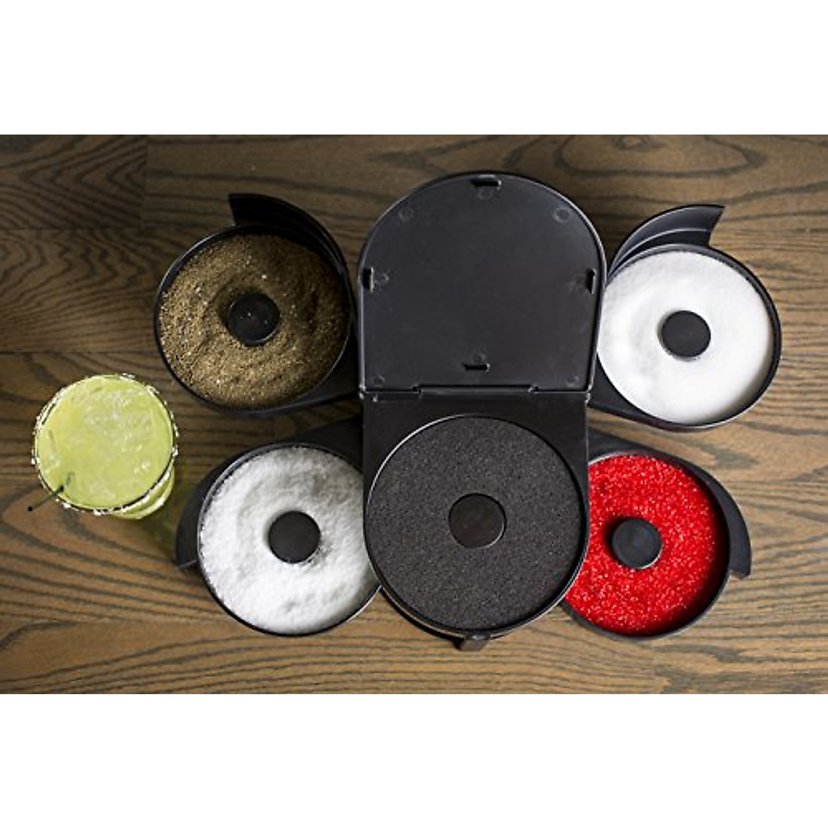 Tablecraft Glass Rimming Station with 5-Swing Out Trays , 2.3, Black