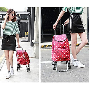 Shopping Trolley on Wheels Multi Function Shopping Cart Foldable Trolley On Wheels Lightweight Stair Climbing Cart with Large Capacity Waterproof Grocery Stair Climbing Foldable Cart Storage Hand T