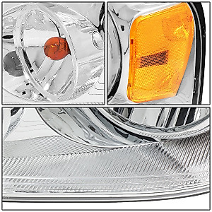 DNA MOTORING HL-OH-F1504-CH-AM Chrome Amber Headlights Replacement Compatible with 04-08 F150/06-08 Mark LT