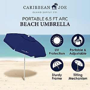 Caribbean Joe CJ-TUVC78NVY 6.5' tilting beach umbrella, Navy