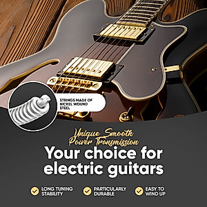 HAVENDI® Guitar Strings electric guitar - brilliant sound quality strings made of steel for electric guitar coated with nickel (6 string set) incl. 3 picks