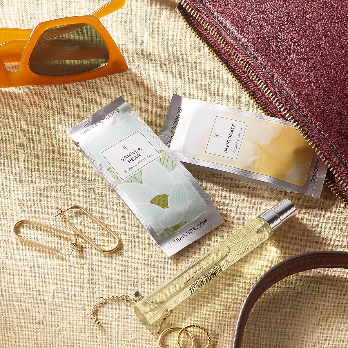 Tea Forte Single Steeps Loose Leaf Green Tea Sampler, Assorted Variety Tea Box, Single Serve Pouches, 15 Count (Pack of 1)