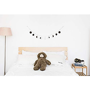 Mkono Moon Phase Wall Hanging Boho Home Decor Metal Garland with Wooden Moons Art Chic Gift Window Dorm Nursery Bedroom Living Room Apartment Office Decorative Ornaments, Silver