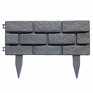 EESLL Decorative Brick Effect Garden Edging,4PCS Grey Plastic Brick Look Flower Bed Border Detachable Splicing Garden Fence Imitation Stone Plant Lawn Picket for Outdoor Yard Landscape