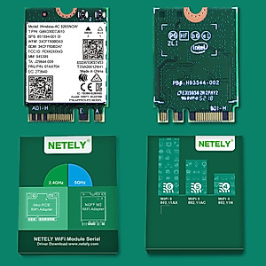 NETELY Wireless-AC 8265NGW Wireless-AC 1200Mbps NGFF M2 Interface WiFi Adapter with Bluetooth 4.2 for Laptop PCs, 2.4GHz 300Mbps & 5GHz 867Mbps Wireless Network Card (Wireless-AC 8265NGW)