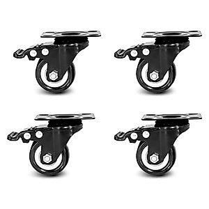 Casters Swivel casters Heavy Duty of 4 Pack, 1.5Inch Polyurethane Castor Wheels for Trolley Furniture Caster Load Bearing 200kg casters Workbench