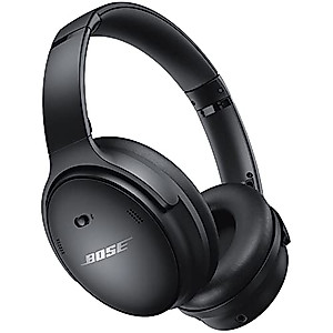 Bose QuietComfort 45 Wireless Noise-Canceling Headphones (Triple Black) Bundle with Headphone Stand + USB Wall Adapter + Headphone Cleaning Kit (Renewed)