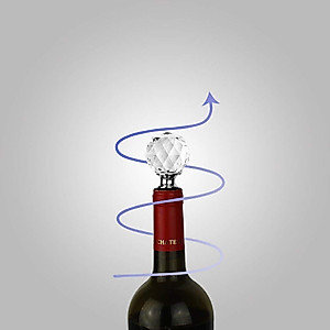 Crystal Wine Stoppers, YINUO Wedding Gift Diamond Wine Saver Wine Bottle Stopper with Gift Box - Crystal Clear