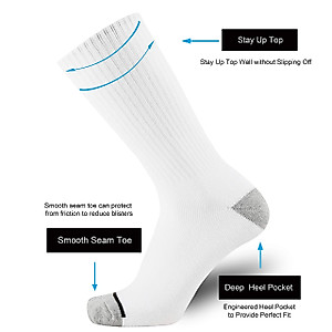 ONKE Cotton Cushion Crew Socks for Men Women Athletics All Seasons Thick Warm Heavy Duty Work Boots Moisture Wicking Control(White XL)