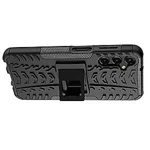 Folice for Galaxy A14 5G Case, [Heavy Duty][Shockproof] Soft Rubber Hard PC Tough Dual Layer Protective Case with Kickstand for Samsung Galaxy A14 5G (Black)