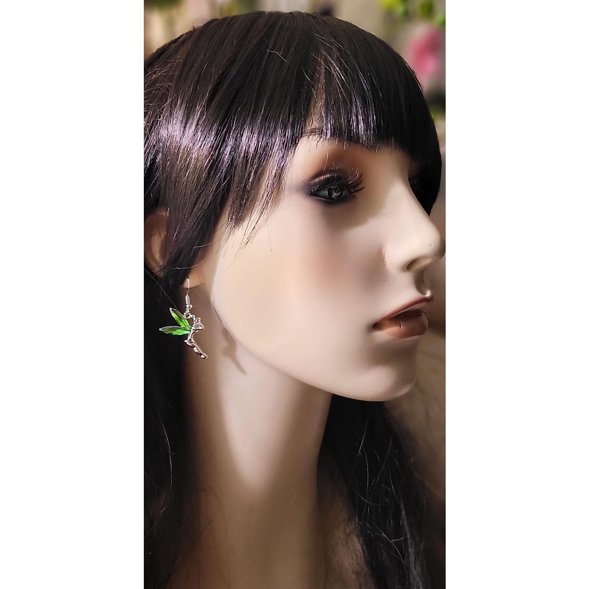 DianaL Boutique Tinkerbell Fairy Earrings Green Crystal Wings Gift Boxed Tinker Bell