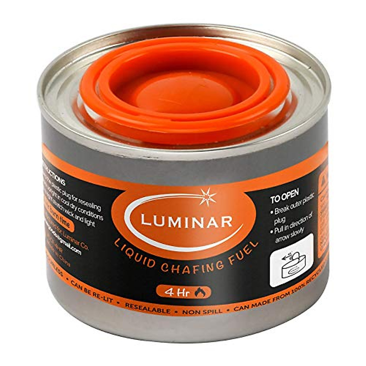 24 pc 4 Hour Liquid Cooking Chafing Dish Fuel Cans, Food Warmer Heat for Buffet Burners, Parties, Weddings, Banquets, Catering Events, Bulk, Easy to Open, Resealable Covers