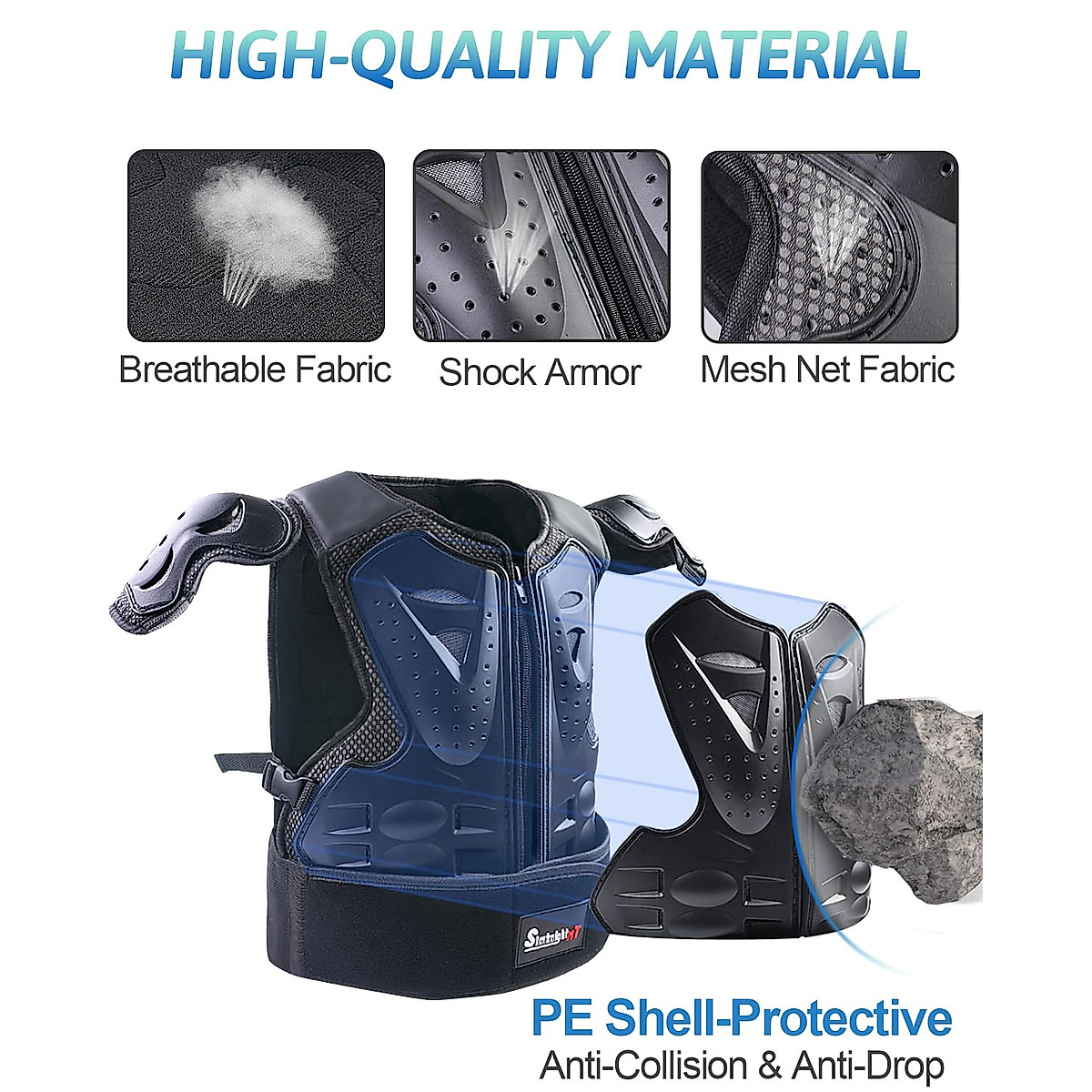 StarknightMT Kids Motorcycle Armor Suit Dirt Bike Gear Riding Protective Chest Spine Back Protector Shoulder Arm Elbow Knee Protector Pads for Cycling Skateboard,Skiing,Skating,Off-Road