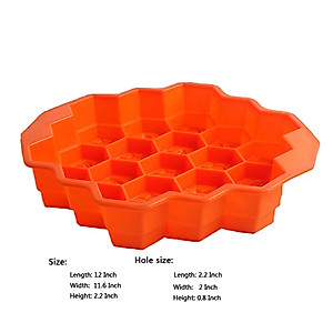 KISEER Large Honeycomb Silicone Soap Mold | 19-Hole Baking Cake Mold Bakeware for Family or Friends Party (Orange, 12-Inch)