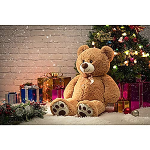 HollyHOME Teddy Bear Stuffed Animal Plush Giant Teddy Bears with Footprints Big Bear 36 inch Tan