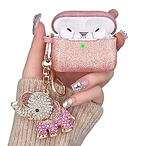 VISOOM Airpods Pro 2 Case Cover Cute with Bling Elegant Keychain for Apple Airpods pro 2nd Generation Case Cover Silicone iPod pro 2 Case Airpods pro 2nd Generation/Air Pro Pods 2nd Gen (Rose Gold)