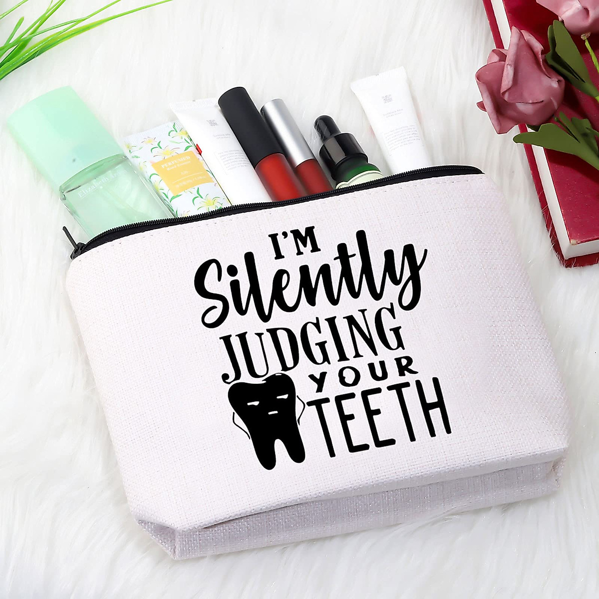 Dentist Gift Dental Hygienist Gift Dental Assistant Gift I’m Silently Judging Your Teeth Dental Graduation Zipper Pouch bag (Judging Your Teeth Bag)