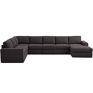 BOWERY HILL Modern Fabric Modular Sectional Sofa with Reversible Chaise in Gray