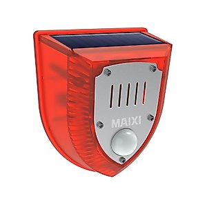 MAIXI Solar Sound Alarm Motion Detector Warning Alarm Outdoor 120db Sound Security Flash Lighting Rain Proof Day and Night Mode for Home Villa Yard Farm Storage Room