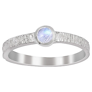 Shine Jewel Mini Rainbow Moonstone 925 Sterling Silver Stackable Women Engagement Ring (8.5)