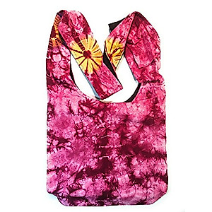 Tie Dye Crossbody Shoulder Hippie Boho Handbag Purse in Pink Large