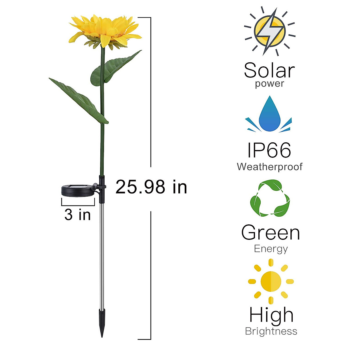 ASFSKY Solar Sunflower Lights Outdoor Waterproof 2 Pack Sunflower Stakes for The Yard, Patio, Backyard and Brighten Up Your Solar Garden with Sunflower Solar Lights