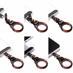 JOJOPANDA Adjustable Phone Lanyard Nylon Crossbody Shouder Strap Around Neck Strap Phone Case Patch with Acrylic Finger String Holder Ring (Black)