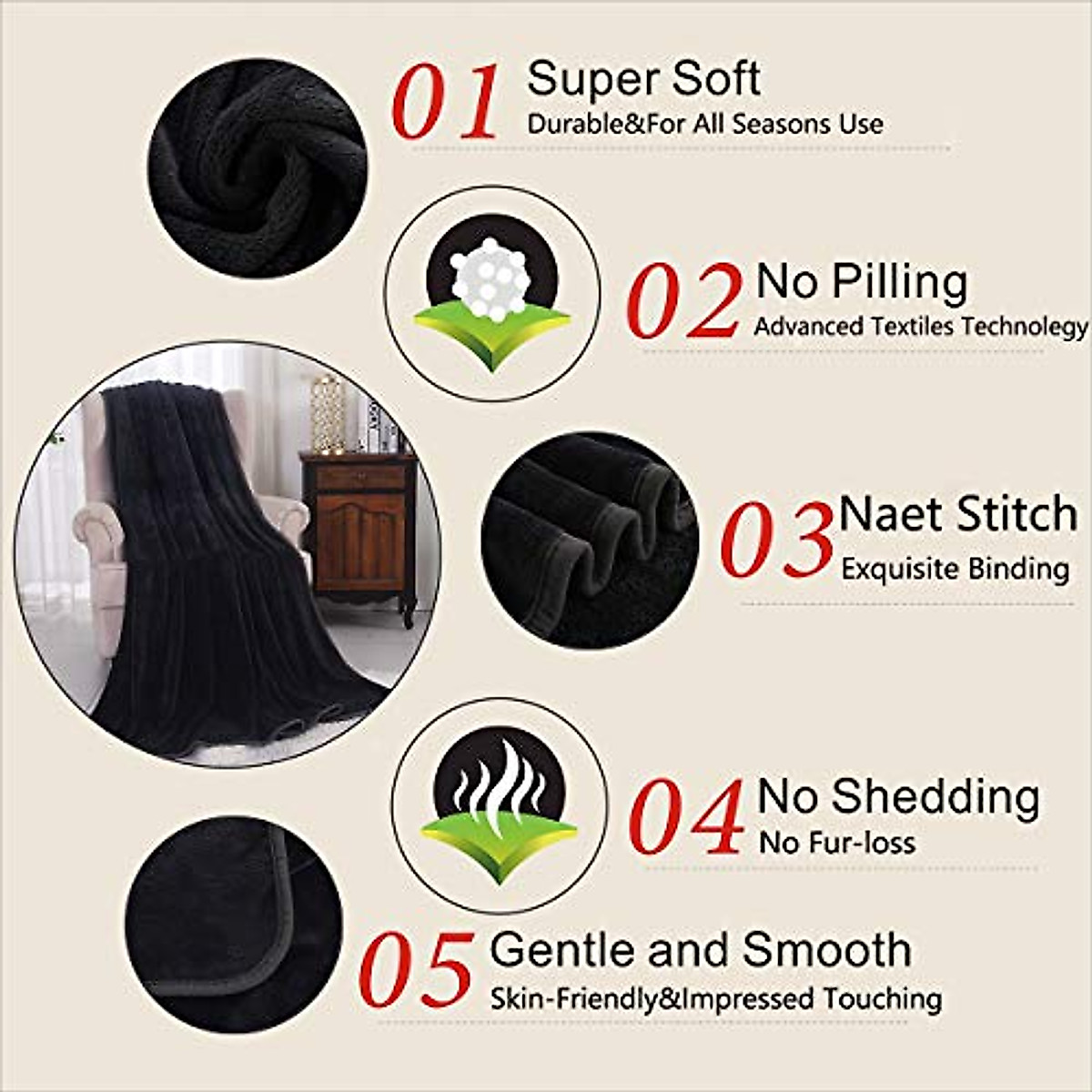 Hokly Soft Blanket Twin Size for All Season Warm Fuzzy Throw Blankets for The Bed Sofa Thermal Lightweight 350GSM Dark Grey 66"*90"