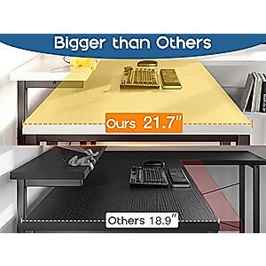 ODK L Shaped Computer Desk, 61" Reversible L Shaped Desk, Corner Computer Desk with Storage Shelves & Monitor Stand, Home Office Desk, Gaming Desk, Corner Desk, Writing Desk, White