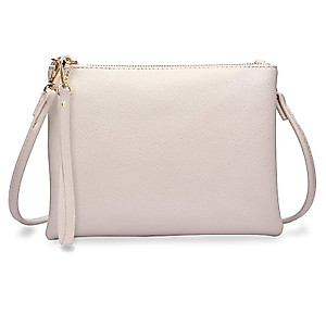 AMELIE GALANTI womens small crossbody strap handbag bag,Soft Leather Fabric Delicate Durable Fashion Design (Cream)