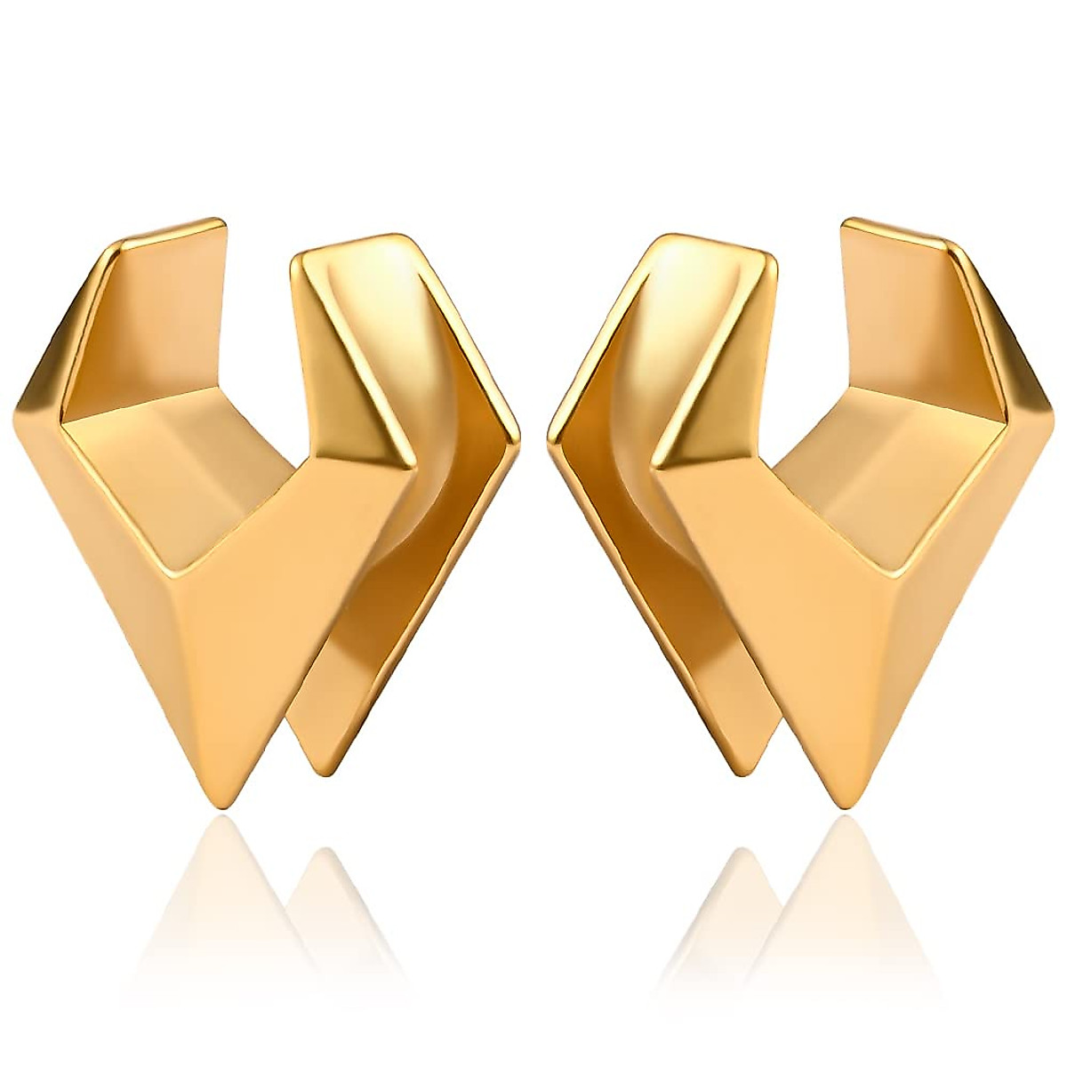 Atomhole Rhombus Saddle Ear Tunnels Plugs 316 Stainless Steel Ear Gauges Hypoallergenic Earrings for Ears Expander Stretcher Piercing Body Jewelry 2PCS 2g-1" (6mm-25mm)