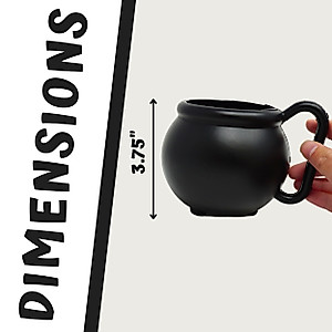 4E's Novelty Set of 12 Black Cauldron Mugs 12 oz, Halloween Cauldron Cups for Drinks - Durable BPA-Free Plastic Halloween Mugs, Witch Mug Party Favors, Spooky Halloween Mugs, Decor Table Party Favors