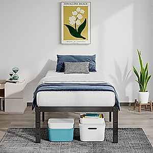 COMASACH Twin Size Bed Frame 16" Tall Heavy Duty, Metal Platform Bed Frame,Sturdy Steel Frame,Support up to 3500lbs,No Box Spring Needed,Noise-Free,Easy Assembly
