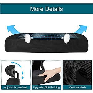 VECELO High Back Ergonomic Office Chair with Adjustable Headrest Armrest, Mesh Lumbar Support, Swivel Wheels for Home Study Work, Black