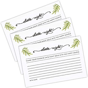 Paper Junkie Date Night Idea Cards for Bridal Shower and Wedding (4 x 6 Inches, 100-Pack)