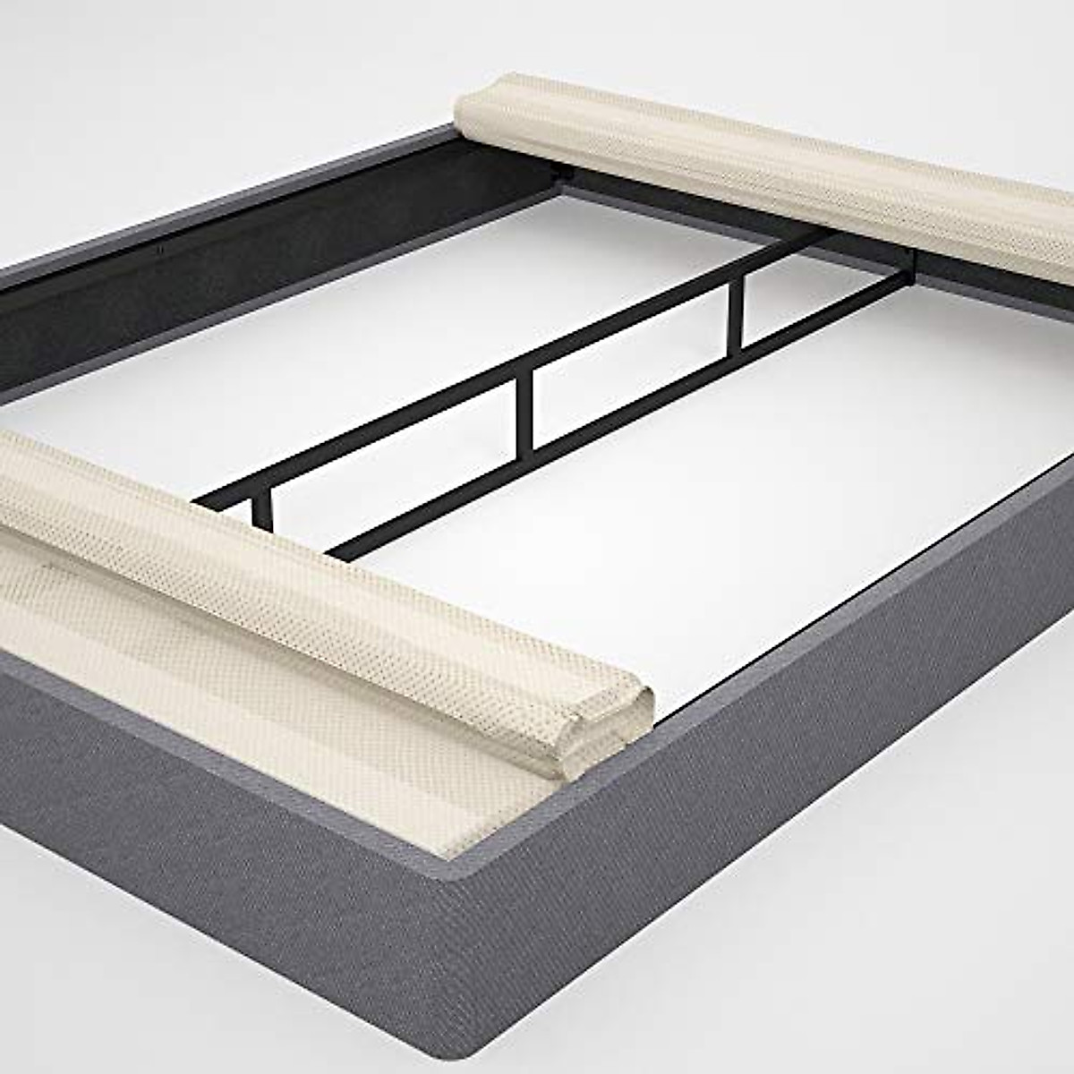 ZINUS Upholstered Metal and Wood Box Spring, 7.5 Inch Mattress Foundation, Easy Assembly, Fabric Paneled Design, Queen