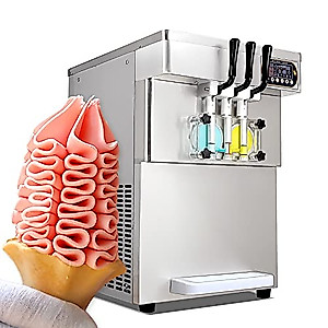 Kolice ETL Commercial 3 flavors soft ice cream machine,gelato yogurt ice cream machine-2+1 mixed flavors ,upper tanks refrigerated,countertop,auto counting,auto washing