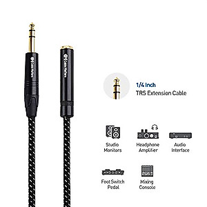Cable Matters Braided 1/4 Inch Extension Cable 6 ft (1/4 TRS to 1/4 Inch Male to Female Cable)