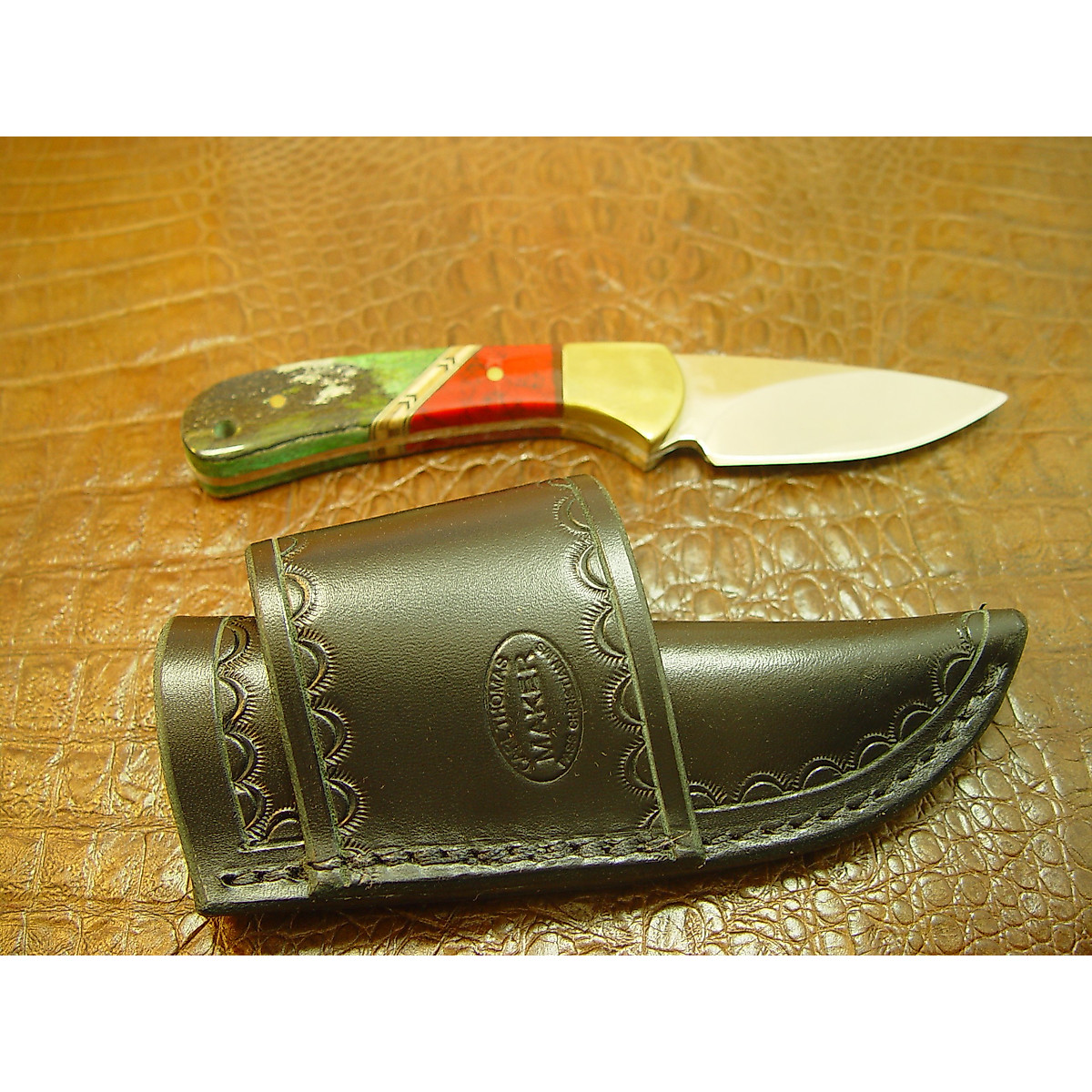 Cross Draw Premium Leather Knife Sheath for Buck 113, 6.4" Fixed Blade Knife Holder, Dyed Black