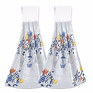JUAMA Vintage Monkeys Chinoiserie Style Kitchen Hand Towel Hanging Tie Towels 12 x 17 Inch Dish Cloths 2 Pieces for Bathroom Laundry Room Decor