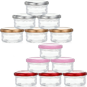 12 Pcs 2.5 oz Salad Dressing Container to Go Small Glass Food Storage Containers with Lids Airtight Small Glass Jars Leak Proof Reusable Dipping Condiment Sauce Containers for Lunch Box Picnic Travel