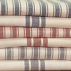 Piper Classics Market Place Red Ticking Stripe Bulk Yardage, One Yard, 36" x 110" Wide