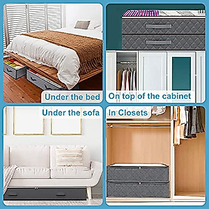 100L Under Bed Storage Containers 6 Pack, Large Capacity Underbed Storage Bags Organizer, Thick Fabric Storage Bins with Clear Window and 4 Reinforced Handles for Blanket, Comforter, Bedding, Clothes
