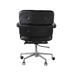 DHAEY Black Office Chair,PU Leather Desk Chair with Wheels,Adjustable Computer Executive Chair,Swivel Task Chair with Soft Backrest & Mute Pulley & Soft Sponge,Tilt Back to 120°,Easy to Assemble