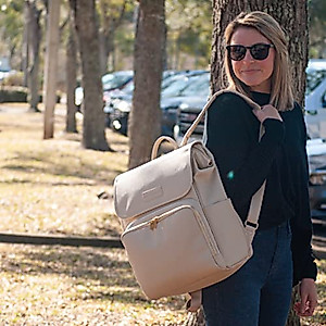 Diaper Bag Backpack for Mom Vegan Leather Diaper Bag with Changing Pad and Cosmetic Pouch, Durable Diaper Bag Backpack (Bourbon)