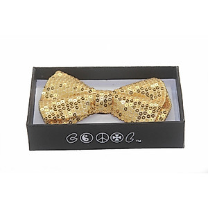 New Tuxedo Classic Bowtie Sequin Neckwear Adjustable Unisex, Gold, Size One Size