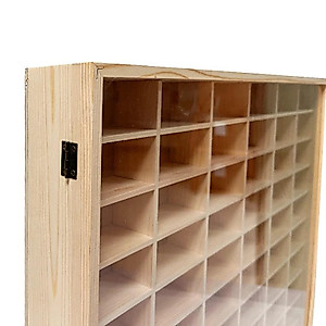 Wooden Wall Mount Display Case for Hot Wheels, with Dust Resistant Door, Matchbox 1/64 Scale Diecast Model Cars Display Storage Organizer Case, Stores up to 60 Cars