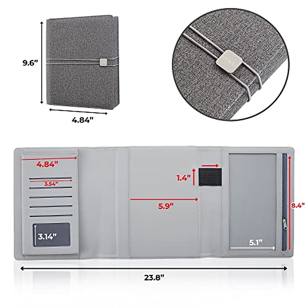 OOKU Trifold A5 Travelers Notebook Cover Compatible with Rocketbook Fusion Executive Size, Smart Reusable Notebook, Panda Planner, Wave, Everlast | 6" x 8.8" Journal Cover with Pen Loop, Business Card Organizer